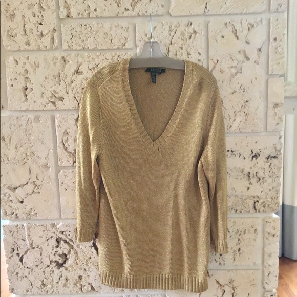 Lauren Ralph Lauren | Sweaters | Ralph Lauren Gold Vee Neck Plus Size ...